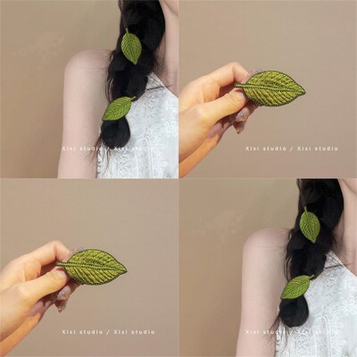 今兮悦君!国风叶子发夹古风头饰碎发夹小众刘海夹旅行发卡女中式