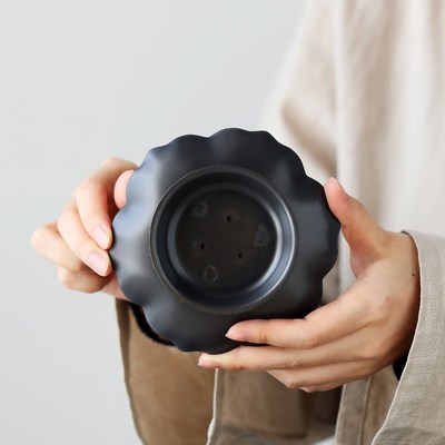 古歌元作茶具莲花型高足铜壶承錾刻牡丹公杯托干泡台果盘功夫茶道