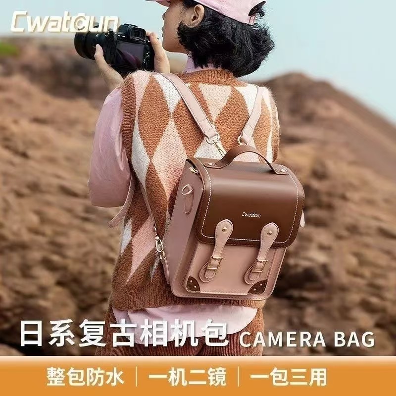 Cwatcun卡登专业摄影单反相机包女一机两镜防水多功能单双肩背包