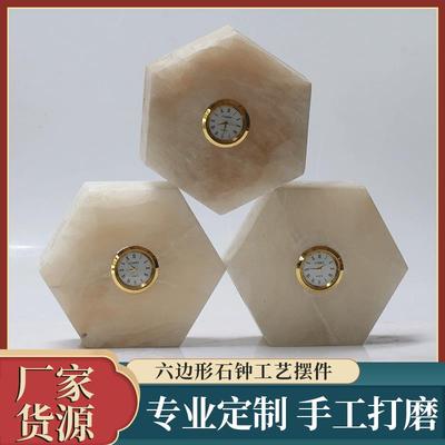 厂家北欧风工艺品摆件六边形石钟石膏客厅卧室蜡烛台