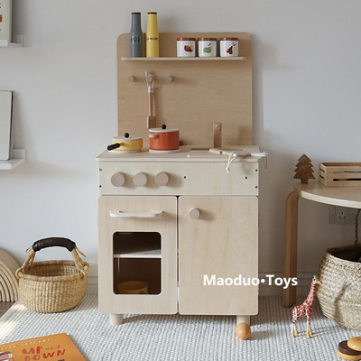 极速原木色d丹麦扮家家酒厨房儿童环保仿真厨具模拟做饭烧饭女男