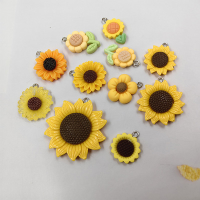 极速10Pbcs Lovely Cute Flowers Sunflowers Sakura Resin Charm