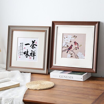 正方形复古画框装裱相框3338挂墙十字绣30框架50字画国画裱框空框