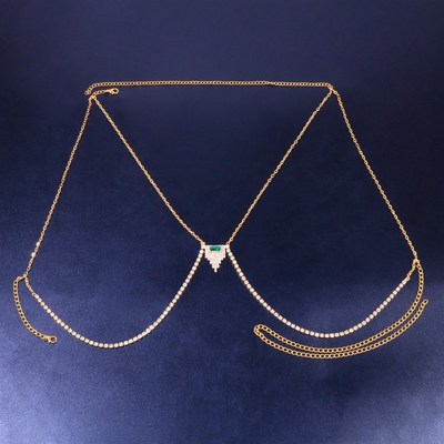 极速Accesseories simple alloy full diamond chest chain Europ