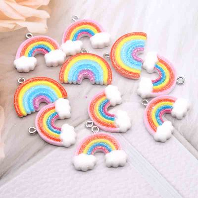 极速10pcs 26*20mkm Rainbows Flat Back Cute Charms For Pendan