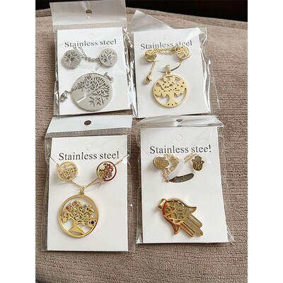 新品acier inoxydable bijouxx Round Big ree Pattern Pendant N