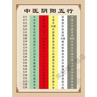 中医阴阳五行图解简洁高清五行挂图金木水火土五脏六腑相向克海报