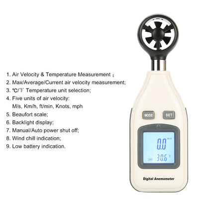 标智GM816A数字式风速计航海气象测风仪手持风速风温表Anemometer