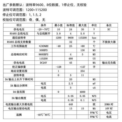 RS485通信转电流电压模拟量变送器输出4路0-10V 0-20MA信号 MA01