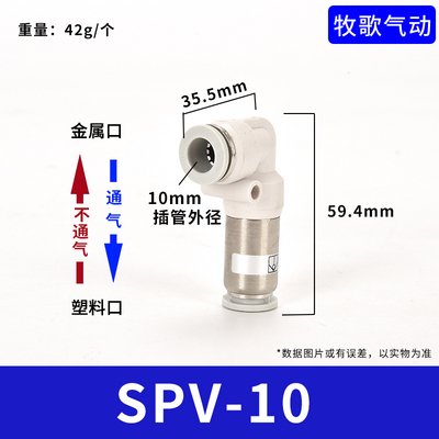 牧歌气管快速接头 单向阀SPU/PCVU直通SPV/PCVV弯通逆止回阀快插