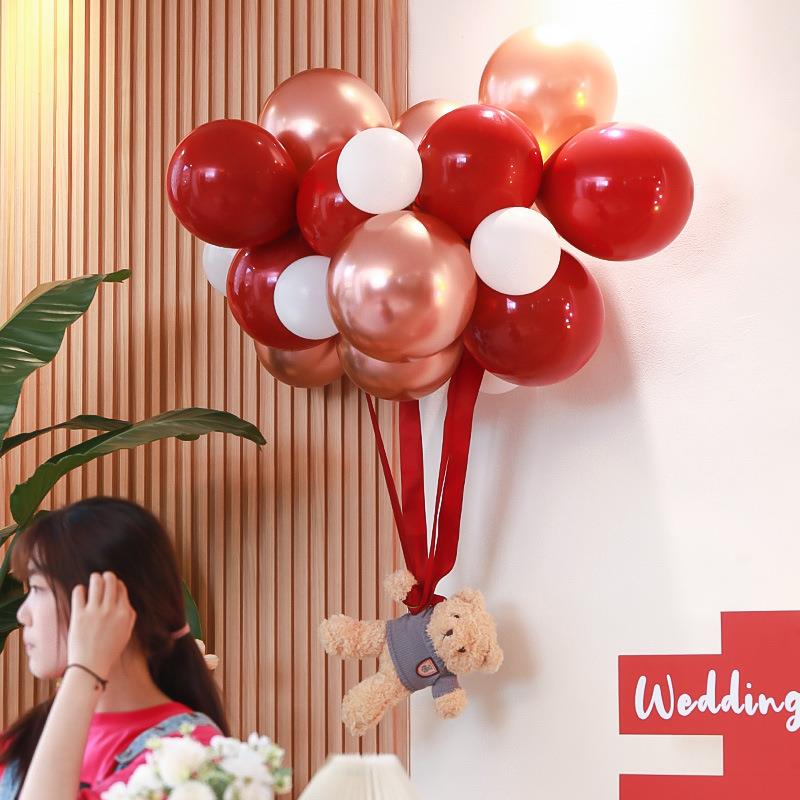 结婚小熊飘空气球订婚新房女方出阁房间婚礼用品装饰婚房布置套装