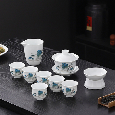 白瓷茶具套装家用喝茶泡茶专用高端陶瓷盖碗茶碗功夫茶杯2025新款