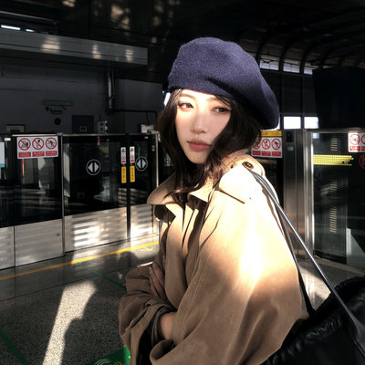 【猫仔kitten】韩版针织贝雷帽2026年秋季时尚简约款无檐帽子女