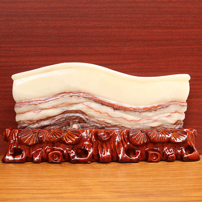 天然石材奇石摆件猪肉石33*18*3cm3202g五花肉桌面装饰雕刻石摆件