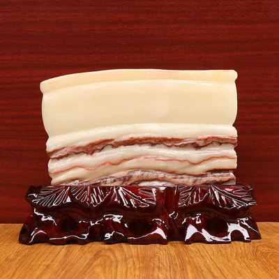 天然石材奇石摆件猪肉石五花肉桌面装饰24*18*3cm2135g雕刻石摆件