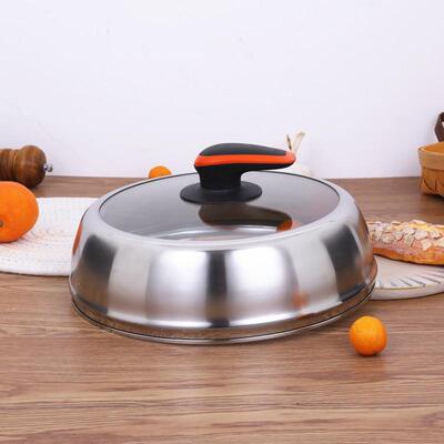 不锈钢锅盖炒菜家用炒锅32cm30cm通用款盖子加厚钢化玻璃蒸锅高盖