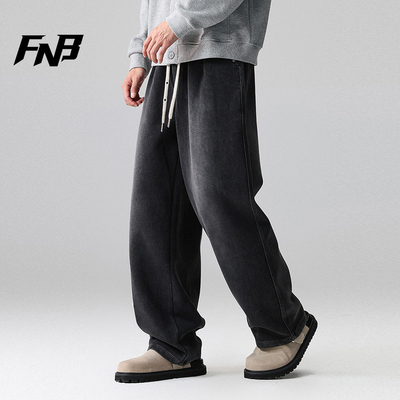 FNB美式潮牌【渐变质感】水洗磨白抽绳直筒休闲裤男女秋冬季长裤