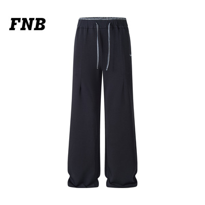 FNB夏季美式街头黑色垂感阔腿裤