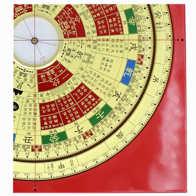 易仙强磁针8寸6三易连山罗盘 双层旋转周易归藏易红色 盘中式摆件