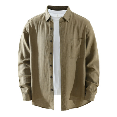 7726日系潮流新款长袖衬衫男士时尚百搭文艺休闲宽松上衣一件代发