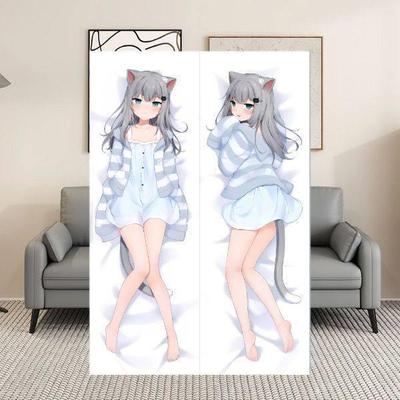 猫女娘卡通双面抱枕 可定制等身长条动漫周边商品