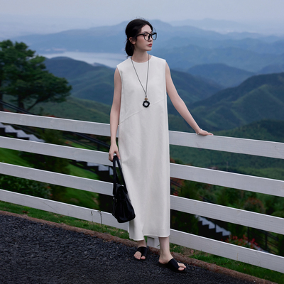 垂感抗皱无袖宽松高级感连衣裙女