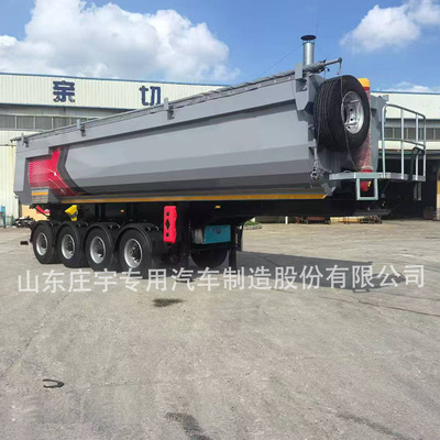 跨境供应罐式后翻自卸半挂车轻体侧翻半挂车防水砂石料运输半挂车