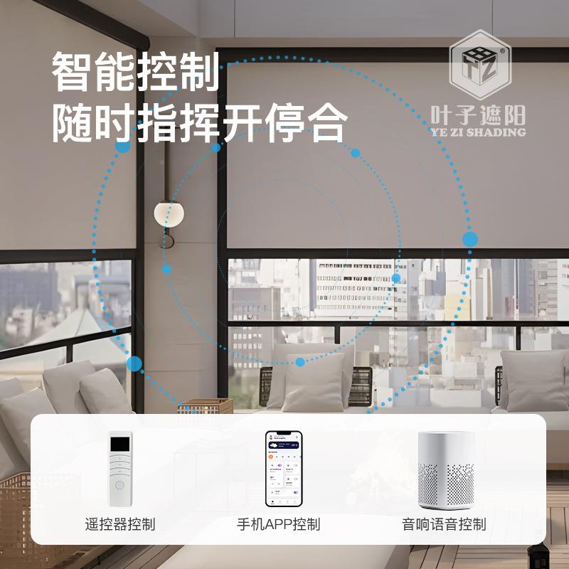 智能电动帘防卷帘阳台遮阳户外凉亭智能电动电动遥风控升降卷帘厂