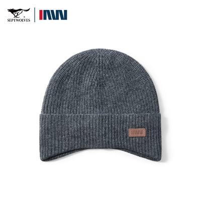 七匹狼IAW系列羊毛男款针织帽2024新款冬季保暖冷帽帽子女加绒WO