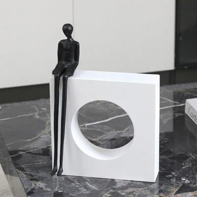简约9388抽艺术现代方摆件创象意圆板间坐姿人物雕像样家居样板房