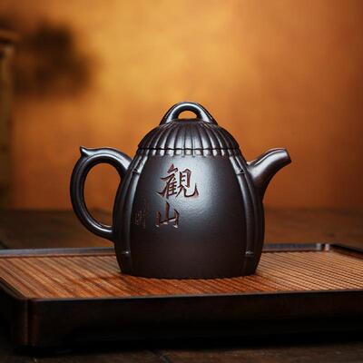 壶宜兴手工紫壶茶老紫泥砂家用单壶茶BJC茶具泡壶汉瓦紫砂壶一件