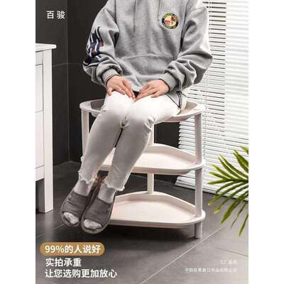 浴室置物架卫收水生间三角架脸架落地多盆EMU层洗手间带轮加厚桶