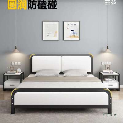 铁艺双床现F9889SJH米代简约不锈钢铁架床床1.5人加厚加固单人床1