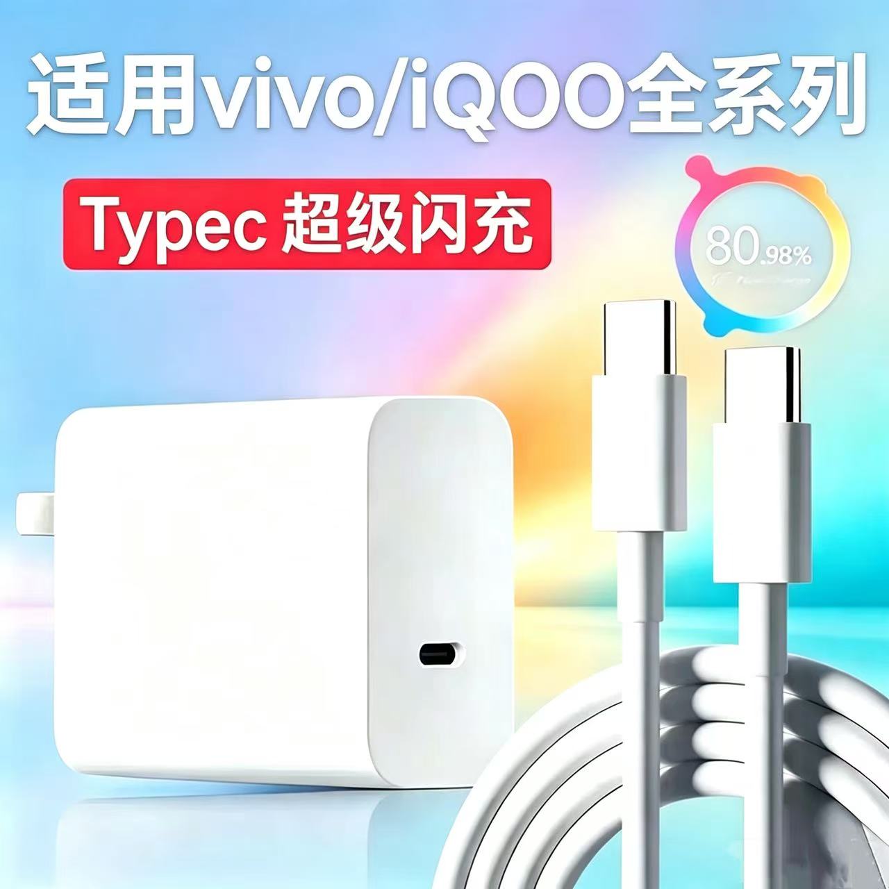 适用VIVOIQOO15Ultra/13/12充电器超级闪充S60/S50/S19/S20/S30手机充电头快充x90 x200 neo9 10充电器套装