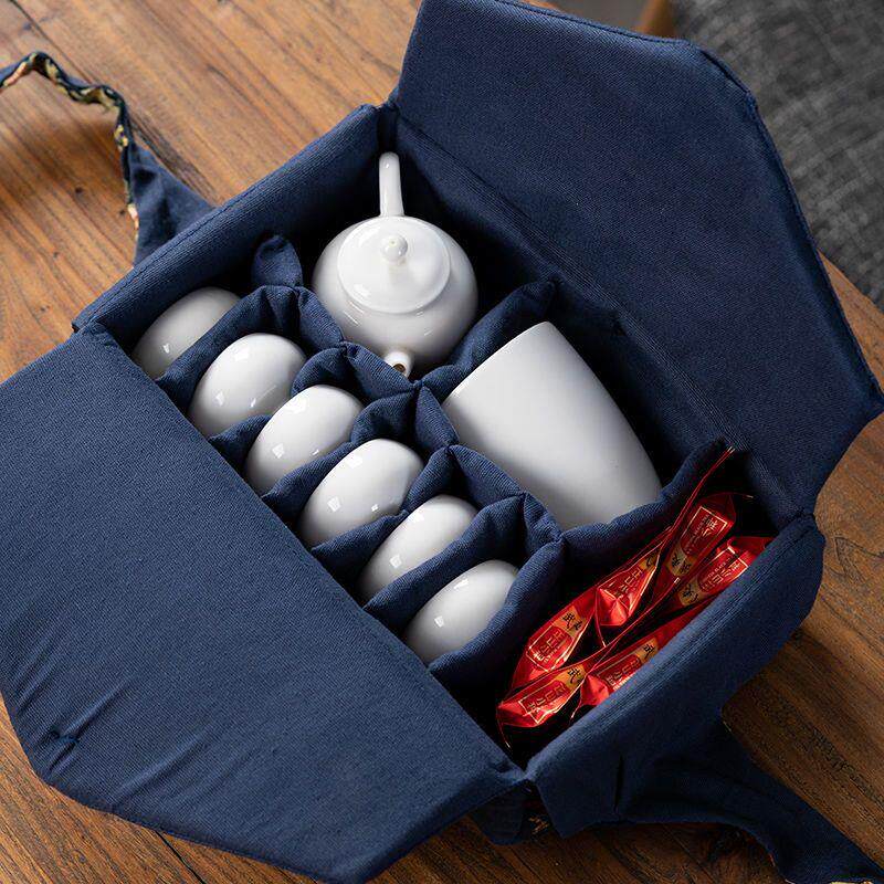 手工棉麻茶杯茶壶收纳盒大号加厚袋旅行便携茶具收纳包茶道配件