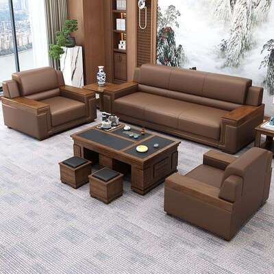 办公沙发茶几组合务sxs6JM6M新沙中室式复古商会客接待洽谈简约现