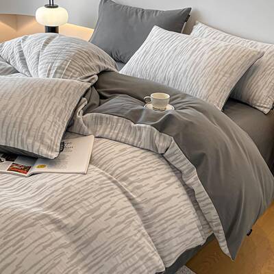 a类磨毛被纯棉四AZQ件套秋提花全棉冬套南通床用品床单被罩三上件