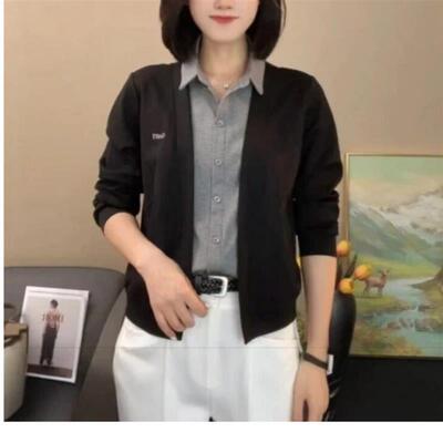 2澜缪轻奢女装秋季翻领假两件设计感洋气显瘦百搭女士长袖上衣女