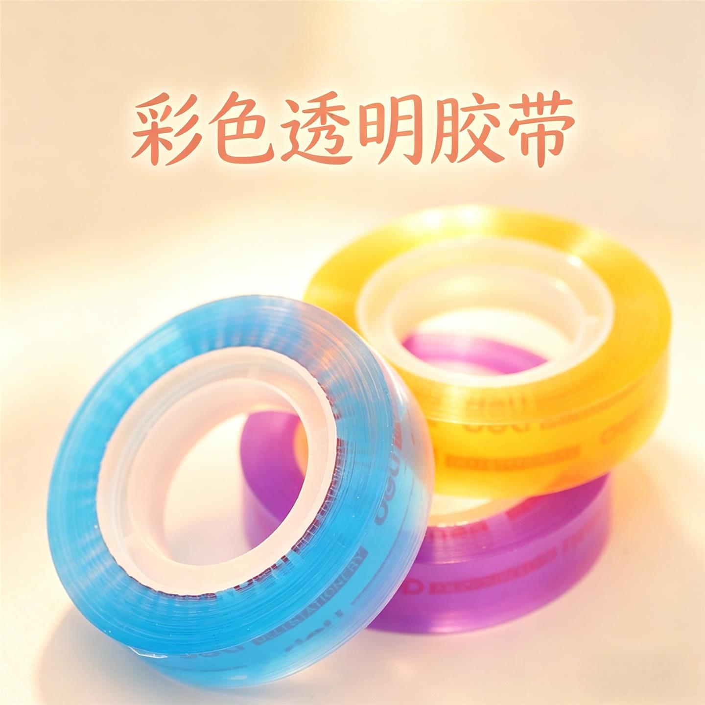 得力彩色文具胶带小胶纸小胶带学生儿童手工胶条透明胶带办公学习