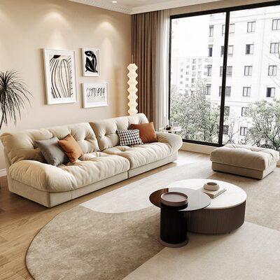 Baxter云朵沙发小户型意式极简布艺客厅懒人北欧现代奶油风直排