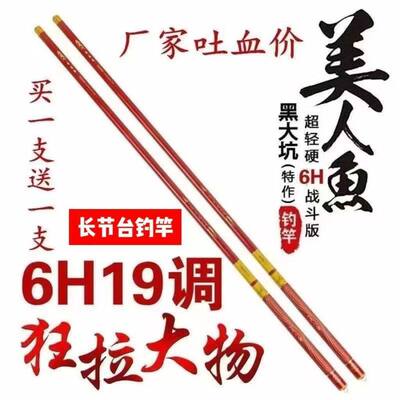 德国买一送一正品美人鱼丽佳人野钓碳素超硬超轻6H19调台钓竿鲤鱼