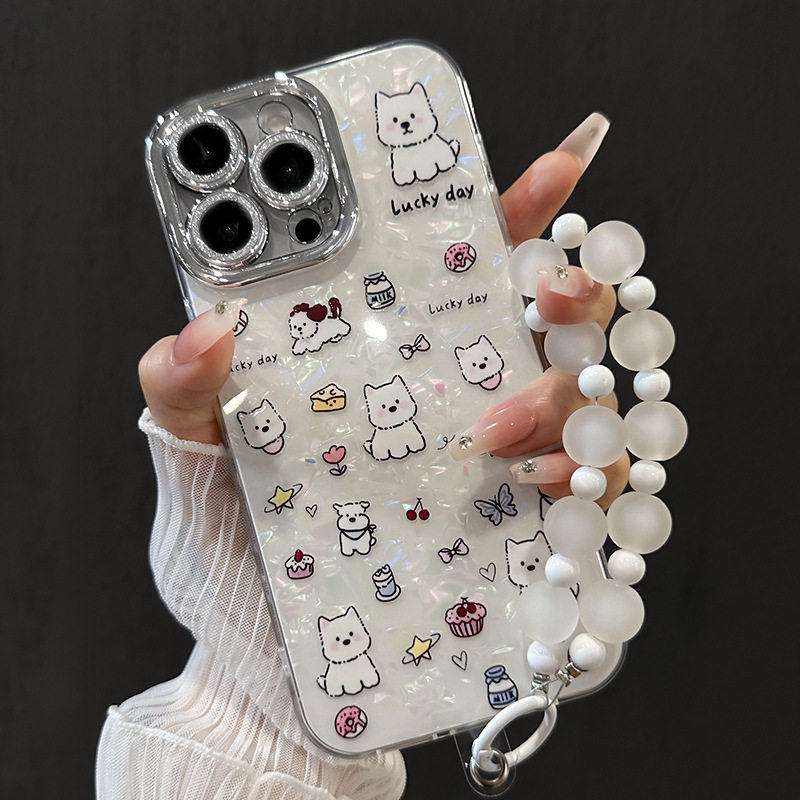 西高地手链适用苹果17promax手机壳iphone15可爱卡通16贝壳纹14女