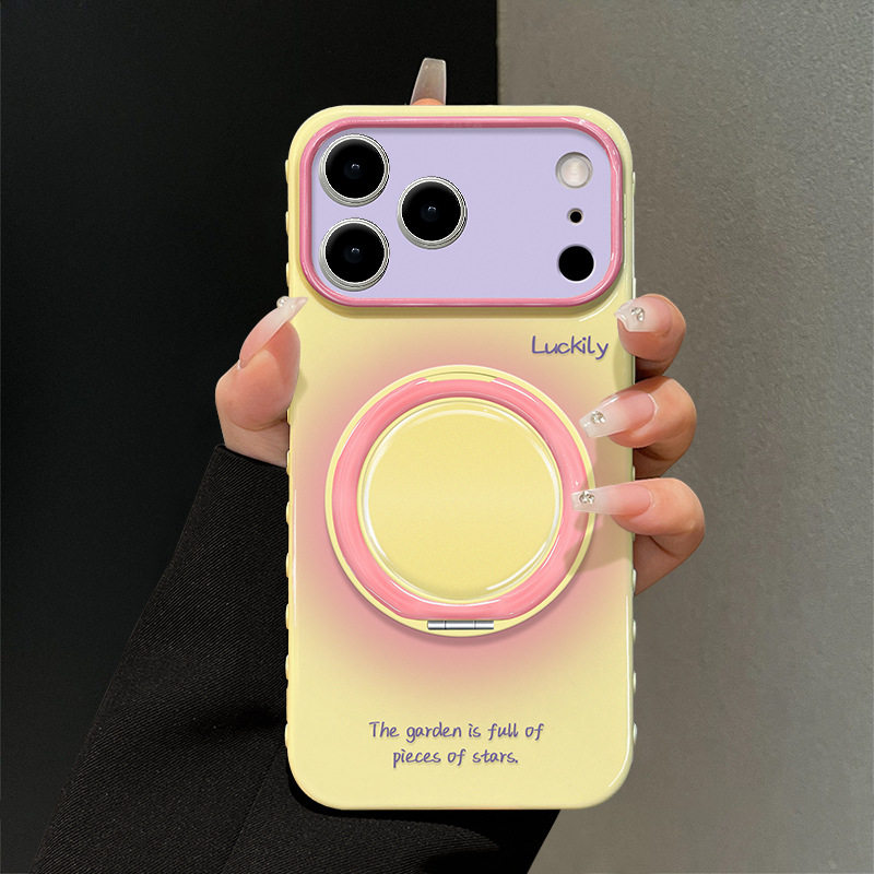 晕染渐变适用苹果17promax手机壳15旋转支架iphone16硅胶14大视窗