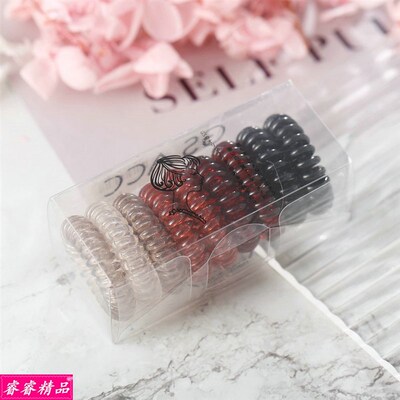 极速Transparent phone cord hair ring 9pcs head ropeW accesso