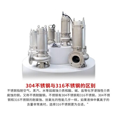 WQP不锈钢4潜水排泵污30/316L水材质耐腐ECA蚀潜水污泵无堵塞泵