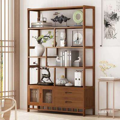 博古架实客木中式阁酒柜架厅隔断展示宝柜多置物架古董摆件柜FUF