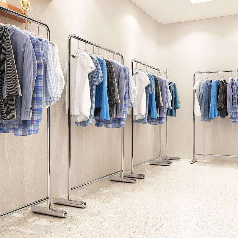 KYV不锈钢简易装店展示架陈列落地式架服杠货架单中岛挂衣架