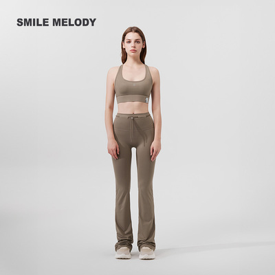【金晨/何穗同款】Smile Melody 纯色高腰系带LEGGINGS微喇瑜伽裤