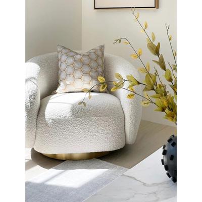 北欧轻奢沙发椅咖啡厅酒店单人沙发民宿沙发羊羔绒旋转洽谈沙发椅