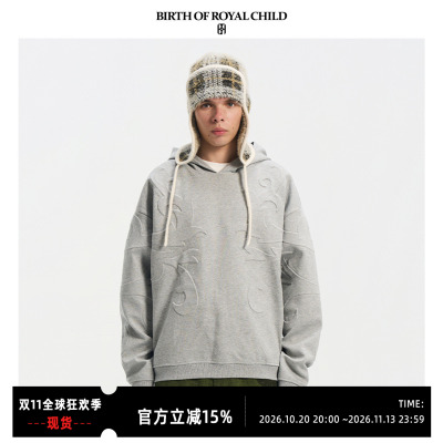 BIRTH OF ROYAL CHILD.BORC 立体雕花卫衣壁画艺术立体压印宽松